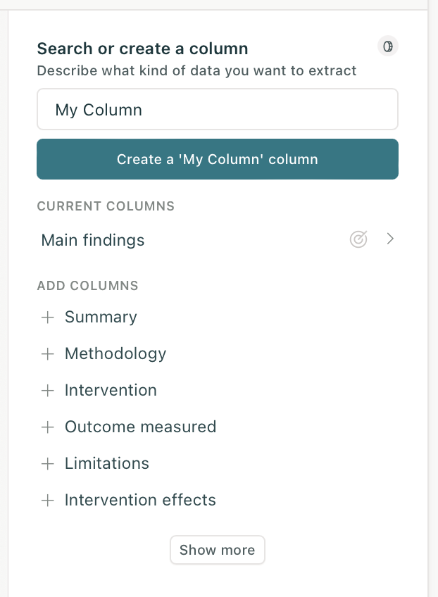 Create and Save Custom Columns in Elicit