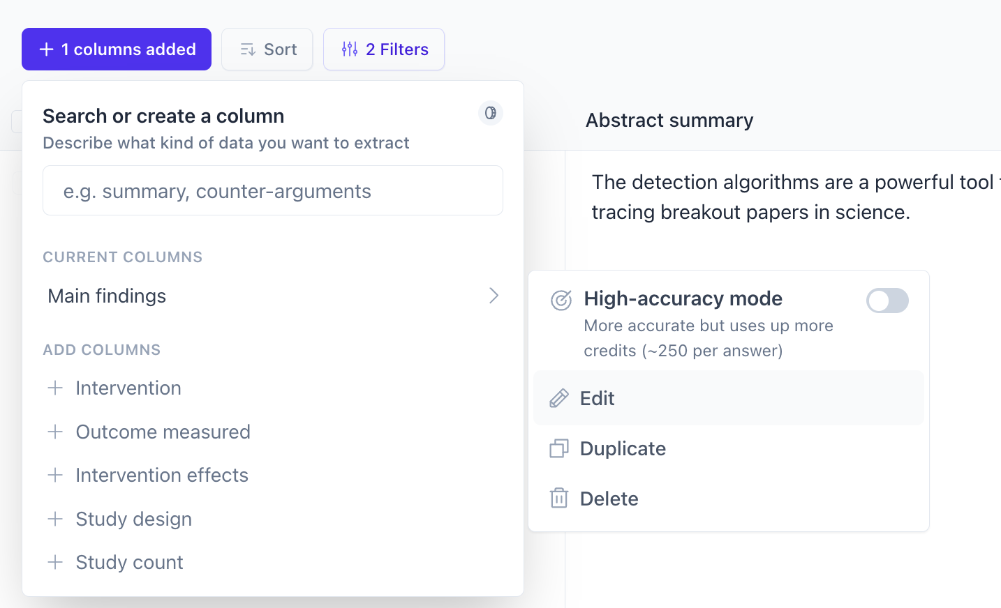 Create Custom Columns in Elicit